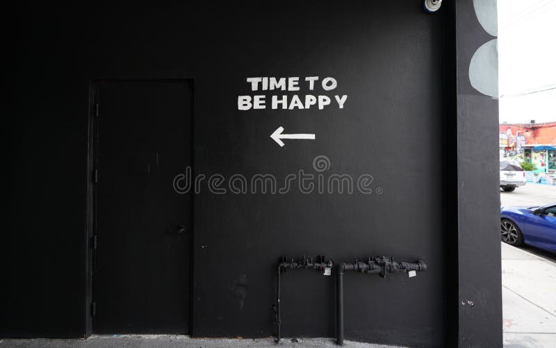 Time To Be Happy Sign with Arrow Stock Image - Image of building, happy ...