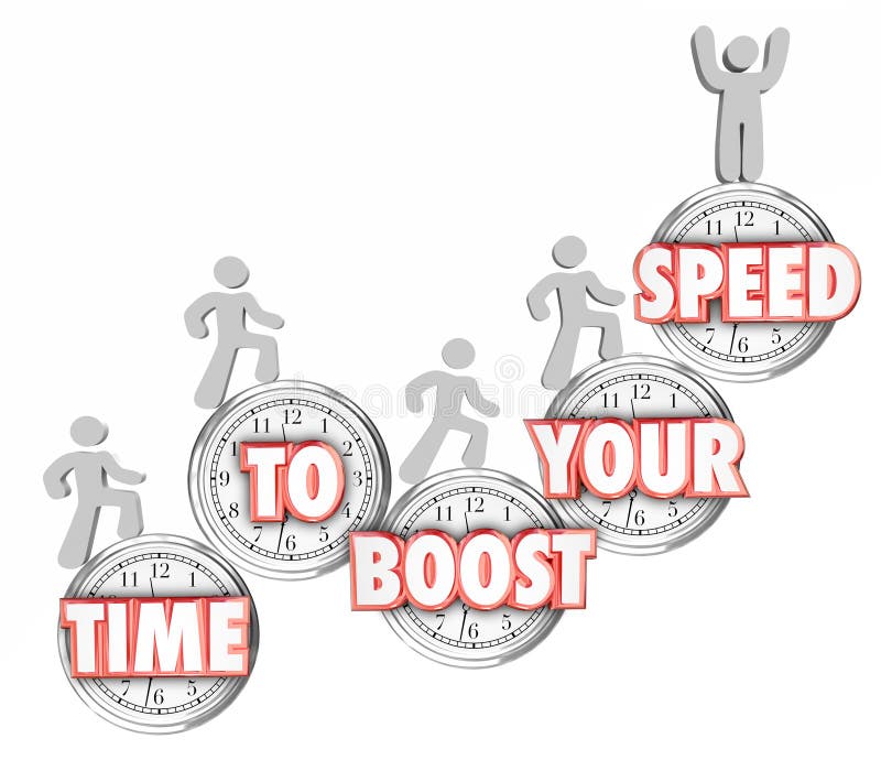 Time To Boost Your Speed Words Clocks People Increasing Fast Stock ...
