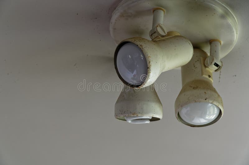 Time To Clean the Light Fittings and Ceiling Stock Image - Image of ...