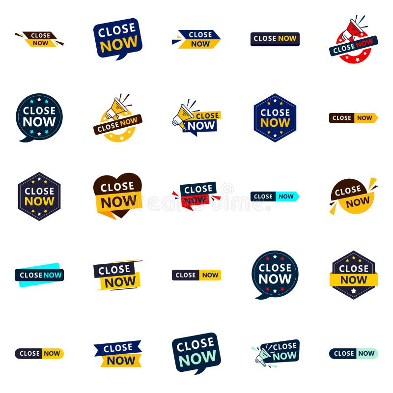 Time To Close Text Banners Pack of 25 Stock Vector - Illustration of ...