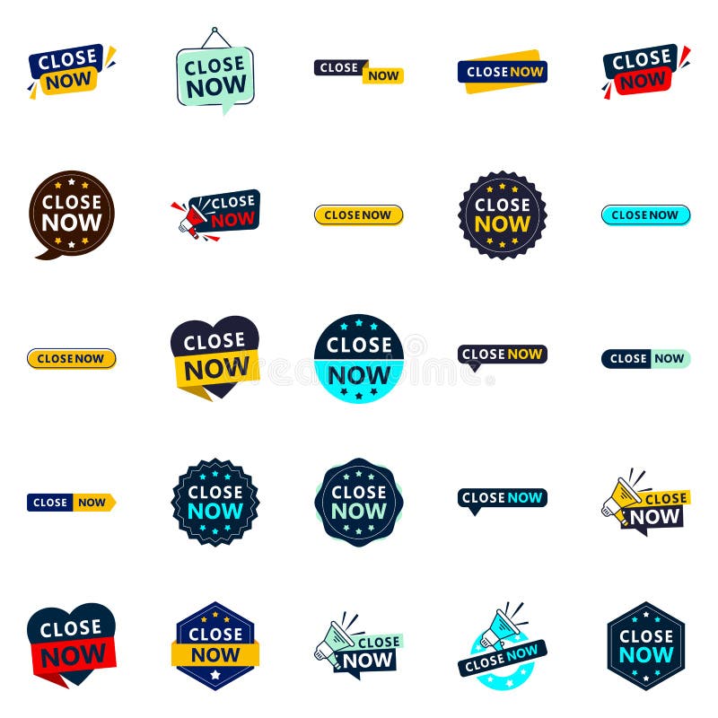 Time To Close Text Banners Pack of 25 Stock Vector - Illustration of ...