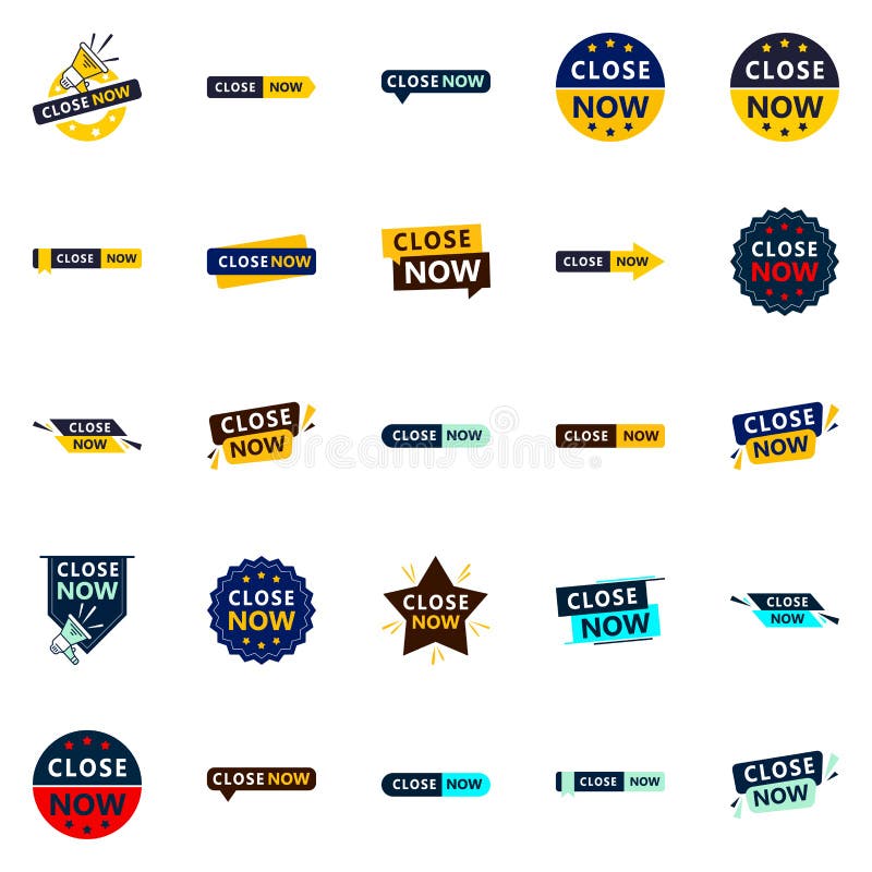 Time To Close Text Banners Pack of 25 Stock Vector - Illustration of ...