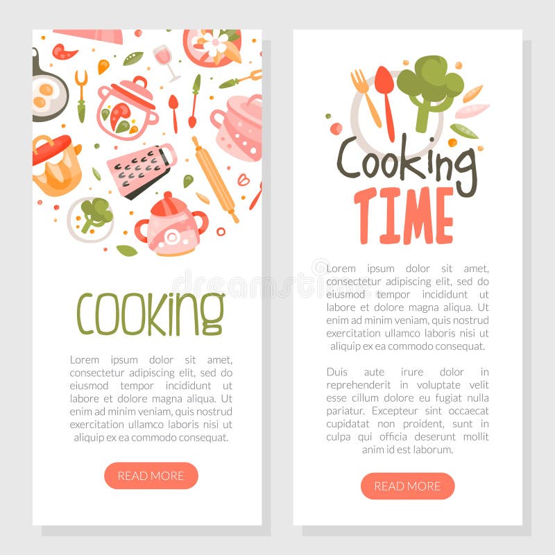 Time To Cook Vertical Landing Page Templates with Space for Text ...