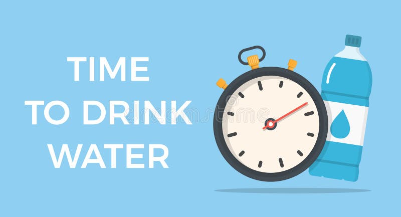Time to Drink Water stock vector. Illustration of stopwatch - 271731792