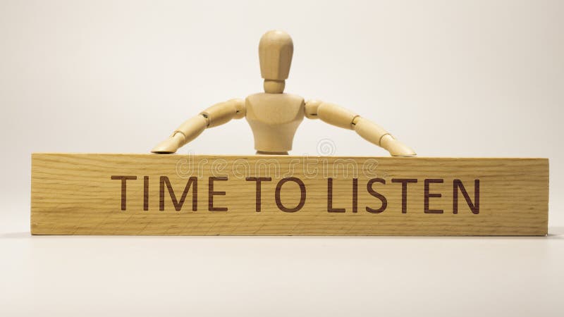Time To Listen Was Written on the Wooden Surface. Wooden Concept Stock ...