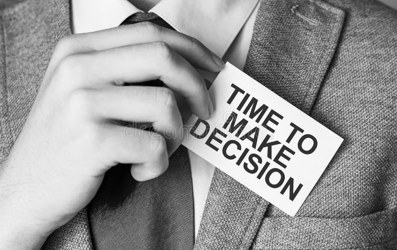 TIME To Make Decision Written on a Card in Man Hands Stock Photo ...