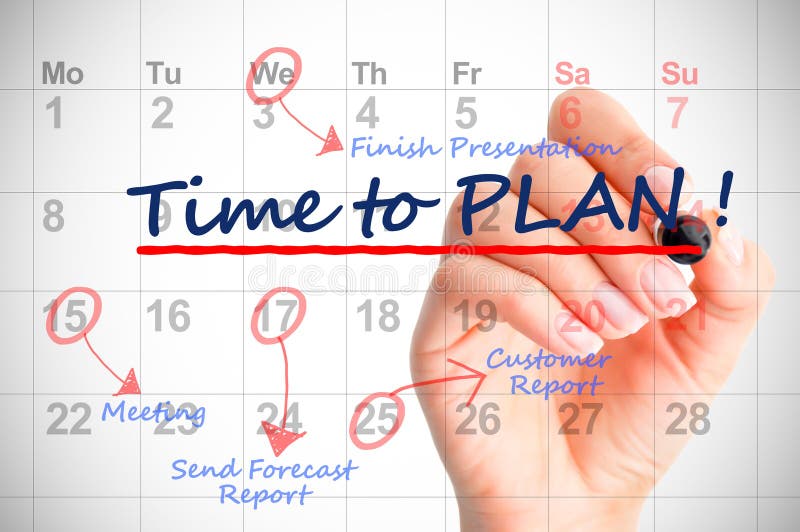 Time To Plan Written on a Calendar Stock Image - Image of employee ...