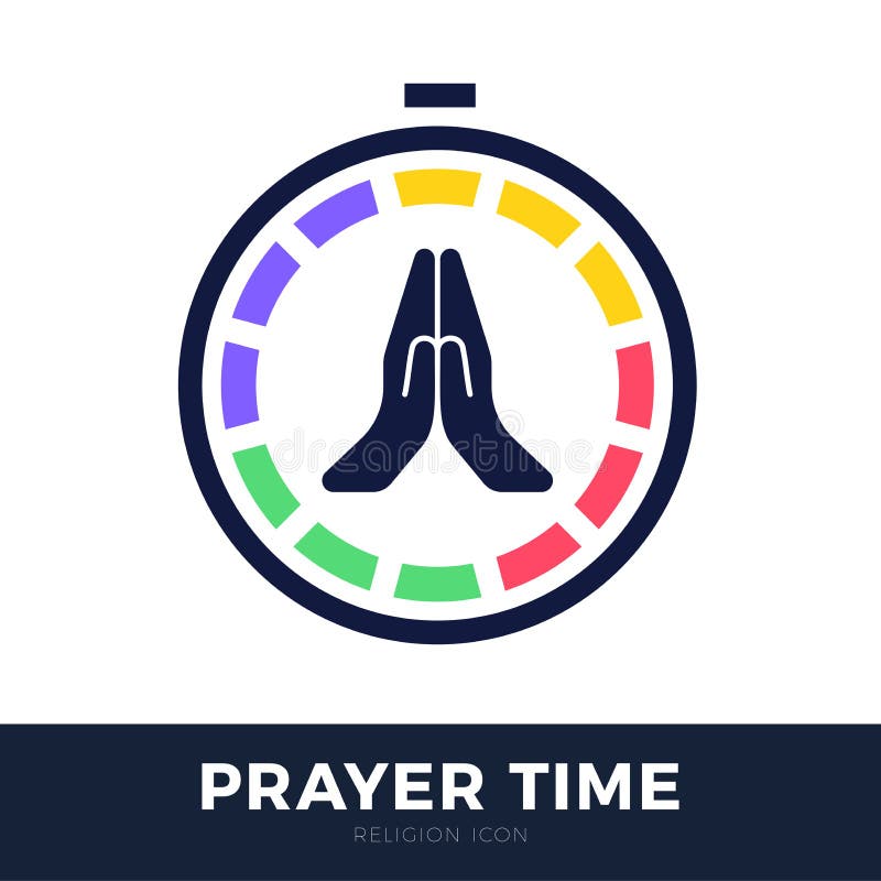 Time To Pray Vector Logo. Praying Hands Icon with Clock Stock ...