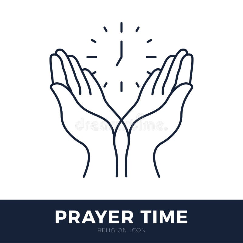 Time To Pray Vector Logo. Praying Hands Icon with Clock Stock ...