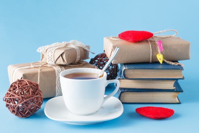 Time To Relax with Cup of Tea and Books - Tea Time Stock Photo - Image ...