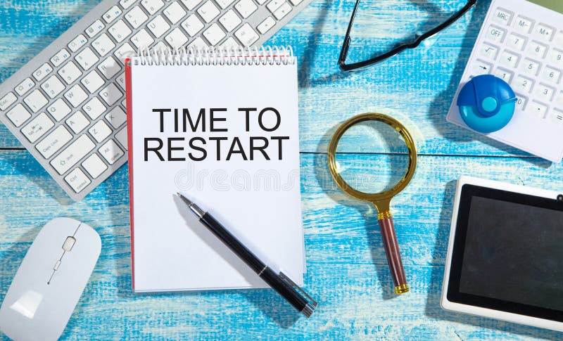 Time To Restart Message on Notepad with a Business Objects Stock Image ...