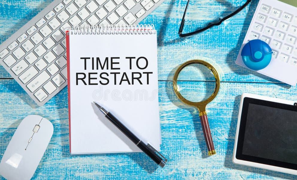 Time To Restart Message on Notepad with a Business Objects Stock Image ...