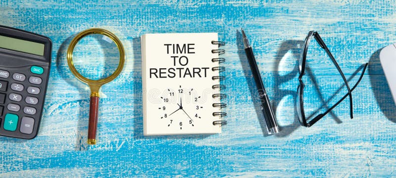 Time To Restart Message on Notepad with a Business Objects Stock Image ...