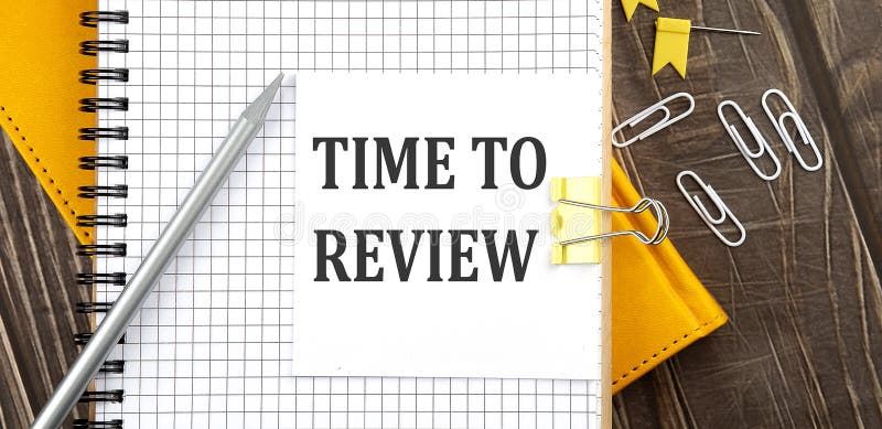 TIME TO REVIEW Text on Sticky Notes with Glasses and Pen, Business ...