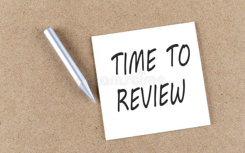 TIME TO REVIEW Text on Sticky Notes with Glasses and Pen, Business ...