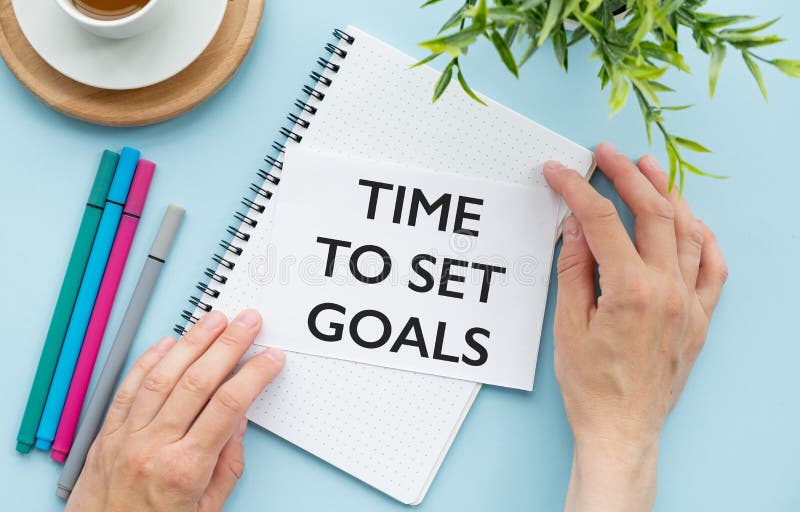 Time To Set Goals Text on White Paper Text Written. Stock Photo - Image ...