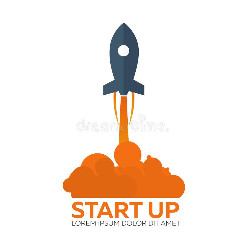 Time To Start Up. Rocket. Vector Flat Illustration. Stock Illustration ...