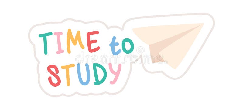 Time To Study Sticker stock vector. Illustration of white - 284233023