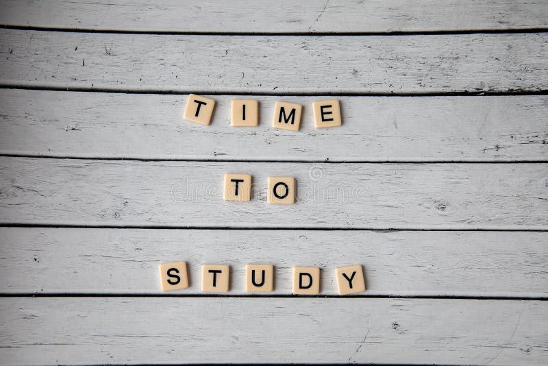 TIME TO STUDY Words is Written on White Wooden Table. TIME TO STUDY ...