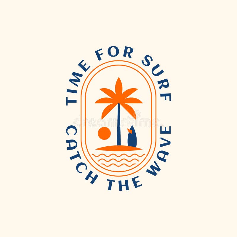 Time To Surf To the Beach. Catch the Wave. Modern Design Sticker Print ...