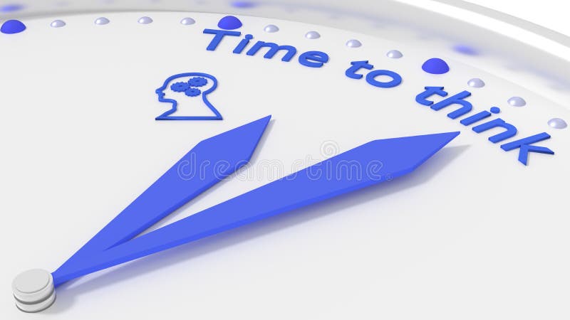 Time To Think Clock Reminder Closeup with 2 Blue Hands Stock ...