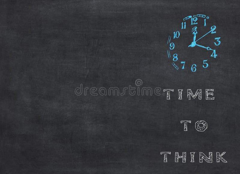 Time To Think - Clock with Text on Blue Background Stock Photo - Image ...