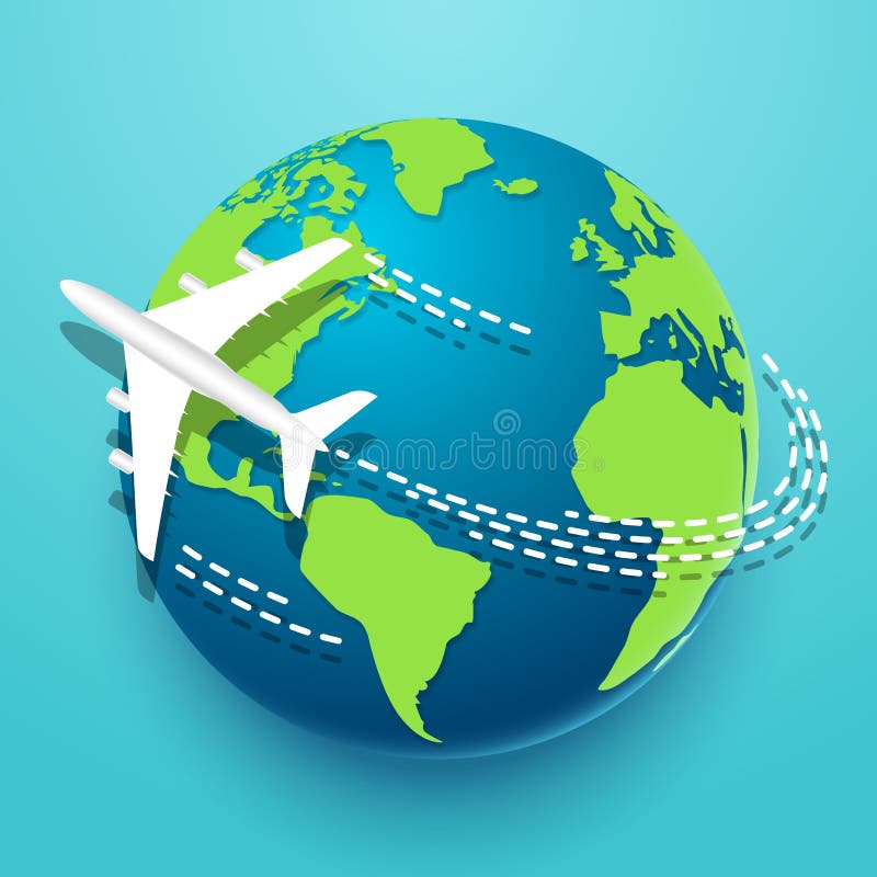 Time To Travel Explore the World with Aircraft Stock Vector ...