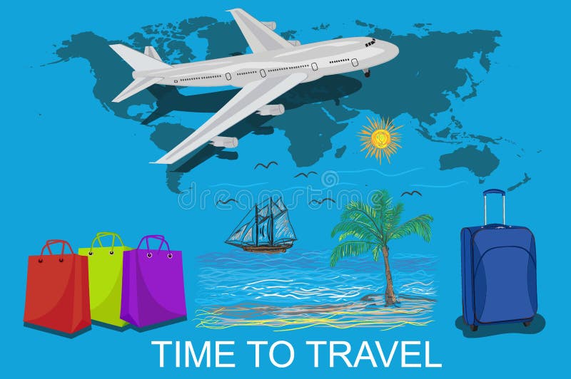Time To Travel and Vocation Concept, Vector Illustration Stock Vector ...