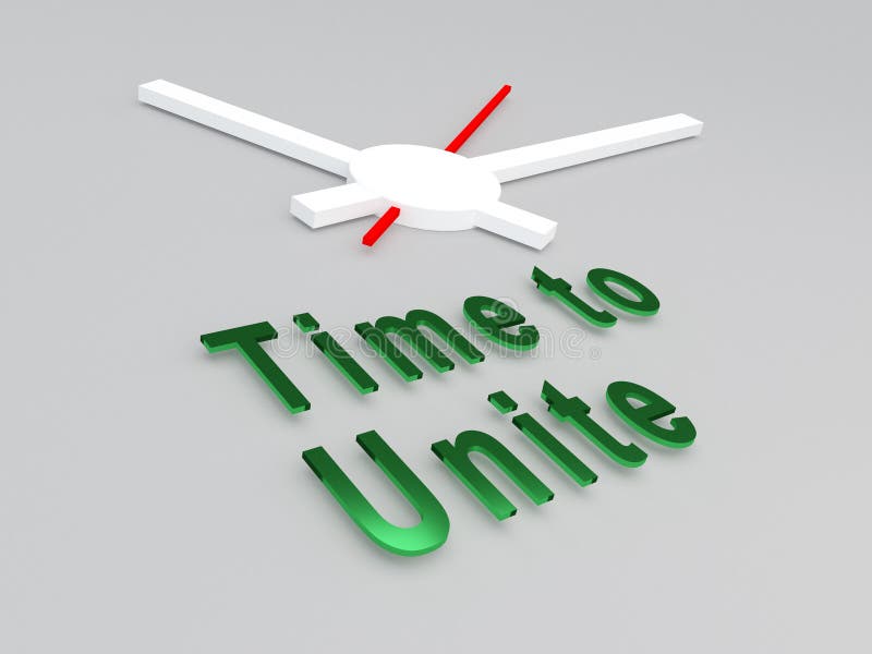 Time To Unite Shows Working Together and Cooperation Stock Illustration ...