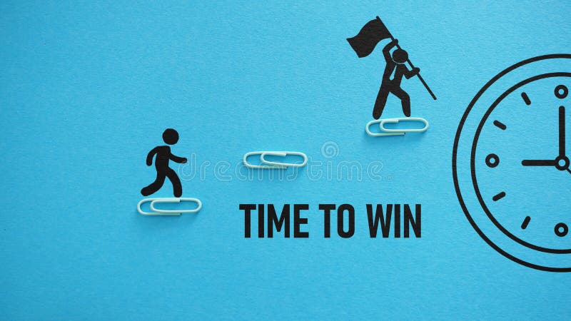 Time To Win is Shown Using the Text and Picture of Chess Stock Photo ...