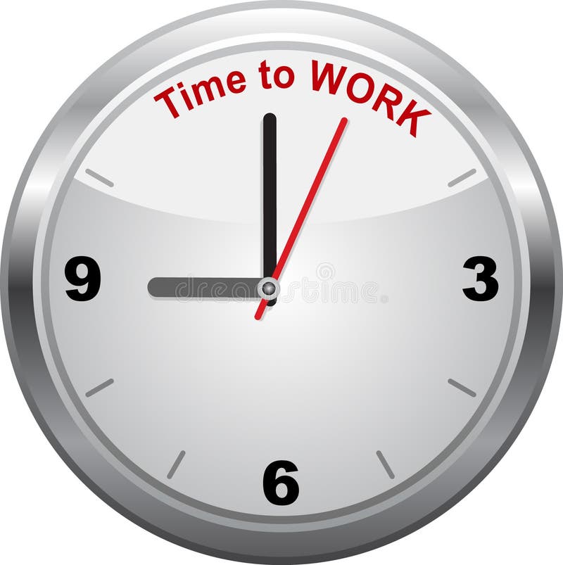 Time To Work, Wall Clock Sign. Stock Illustration - Illustration of ...