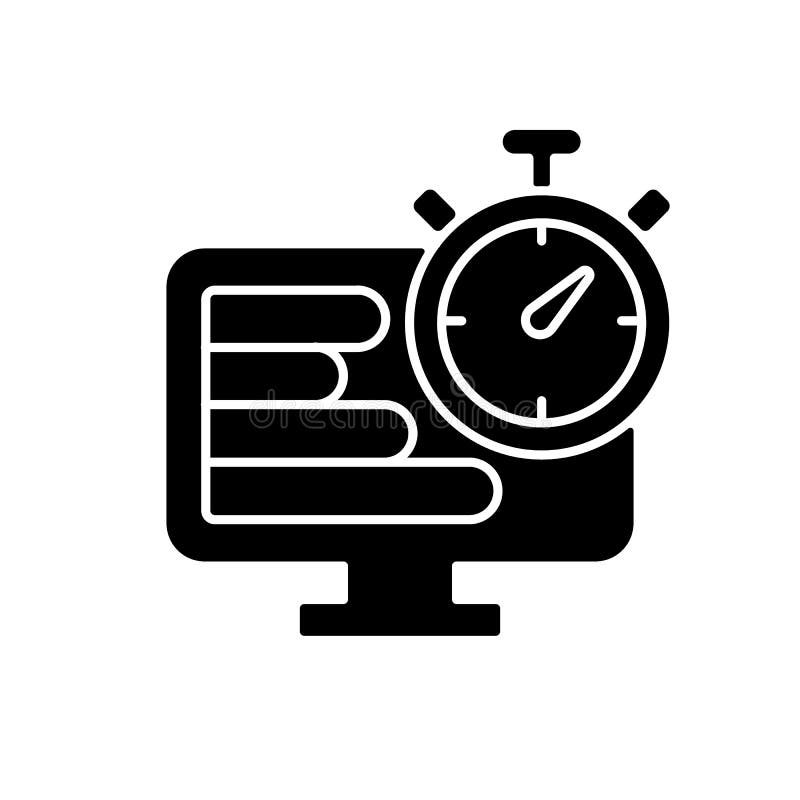 Time Tracker Black Glyph Icon Stock Vector - Illustration of countdown ...