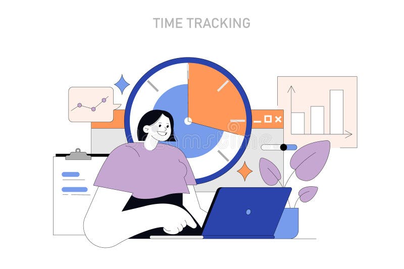 Time Tracking Concept. Vector Illustration. Stock Vector - Illustration ...