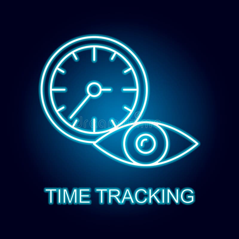 Time Tracking Line Icon in Neon Style. Element of Human Resources Icon ...