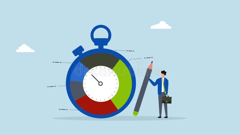 Time Tracking System, 4k Animation of Businessman Stands with Stopwatch ...