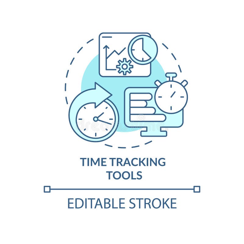 Time Tracking Tools Turquoise Concept Icon Stock Vector - Illustration ...