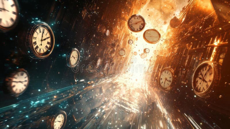 Time Travel through a Cosmic Tunnel, Clocks Falling in Surreal Space ...