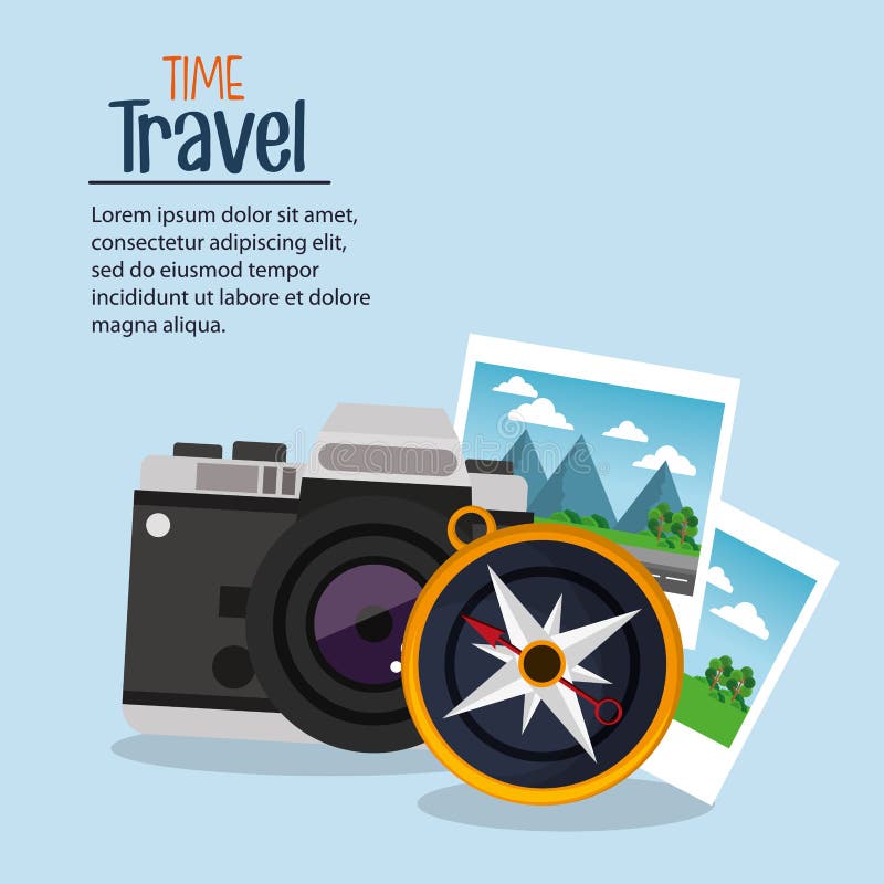 Time Travel Photo Camera Compass Navigation Stock Vector - Illustration ...