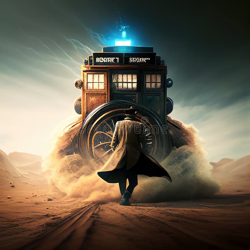 Time Traveler Looking Forward a Time Machine Generative AI Illustration ...