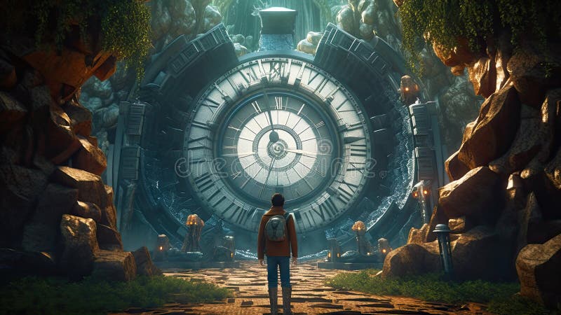 A Time Traveler Standing in Front of a Time Portal. Generative AI Stock ...