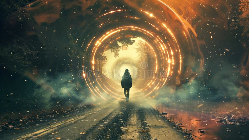 Time Traveler Stepping Out of a Portal Stock Illustration ...