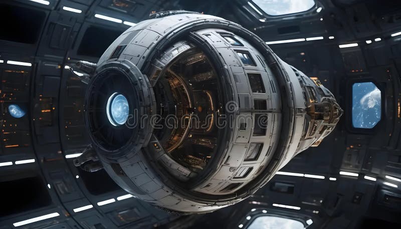 Time Traveller in Spacestation Stock Illustration - Illustration of ...