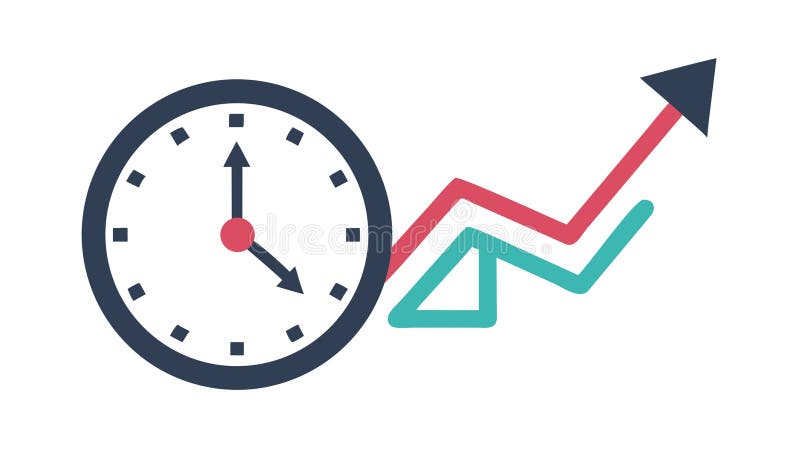 Time Trend Analysis: Clock with Rising Line Graph Performance, Vector ...