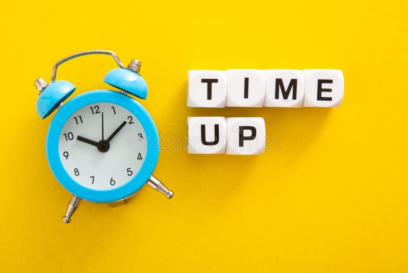 Time Up Word with Clock on Yellow Background Stock Image - Image of ...
