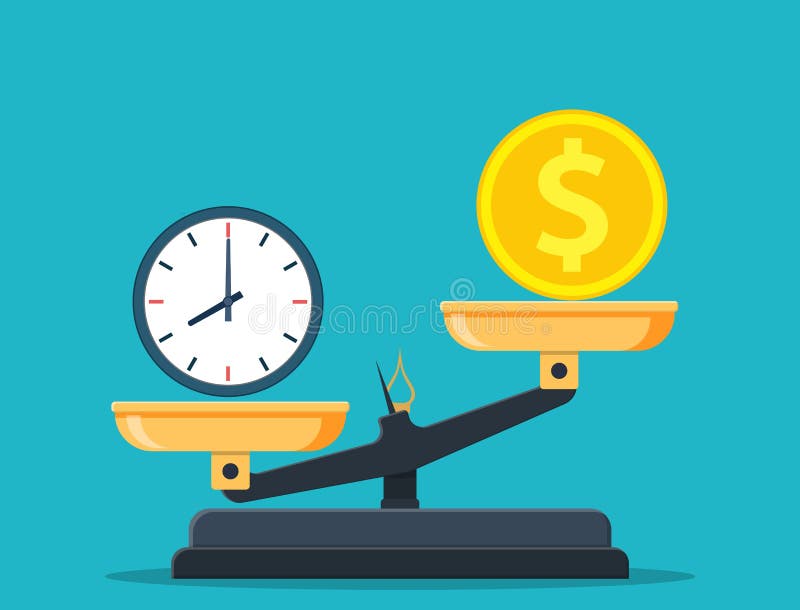 Time vs money on scales stock vector. Illustration of imbalance - 170898123