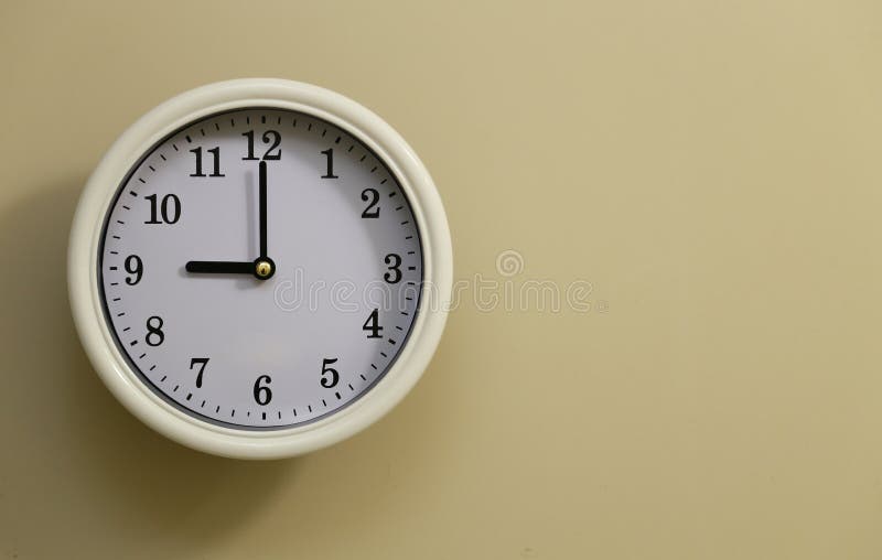 Time for wall clock 9:00 stock photo. Image of copy, indoor - 84389364