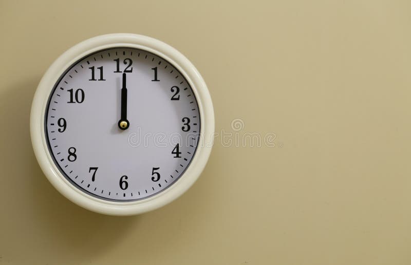 Time for wall clock 12:00 stock image. Image of copy - 84857087