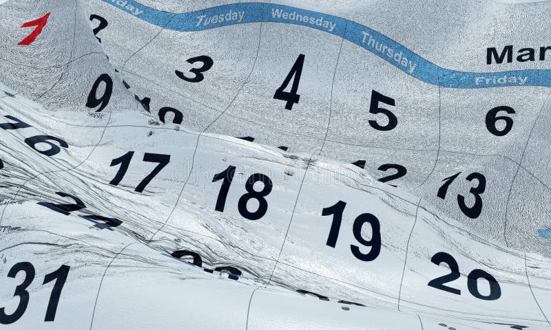 Time Waves Calendar Numbers Month Days Yars Passing - 3d Rendering ...