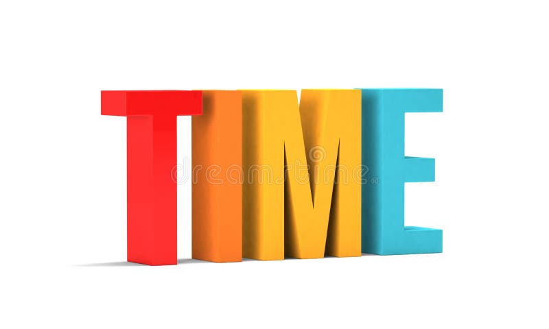 Time Word. 3D Render Illustration in White Background Stock ...