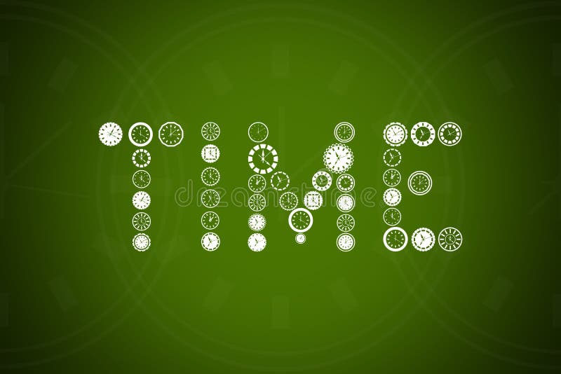 Time Word by Different Clock Types Stock Illustration - Illustration of ...